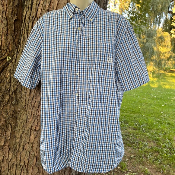 Chaps | Shirts | Mens Blue Plaid Shirt Sleeve Button Front Shirt Chaps ...